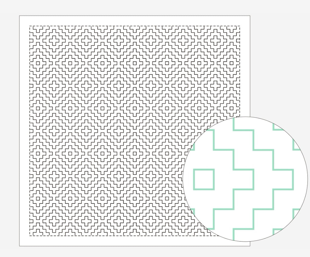 Daruma Yokota Sashiko Sampler Cloth - hitomezashi patterns - white ...