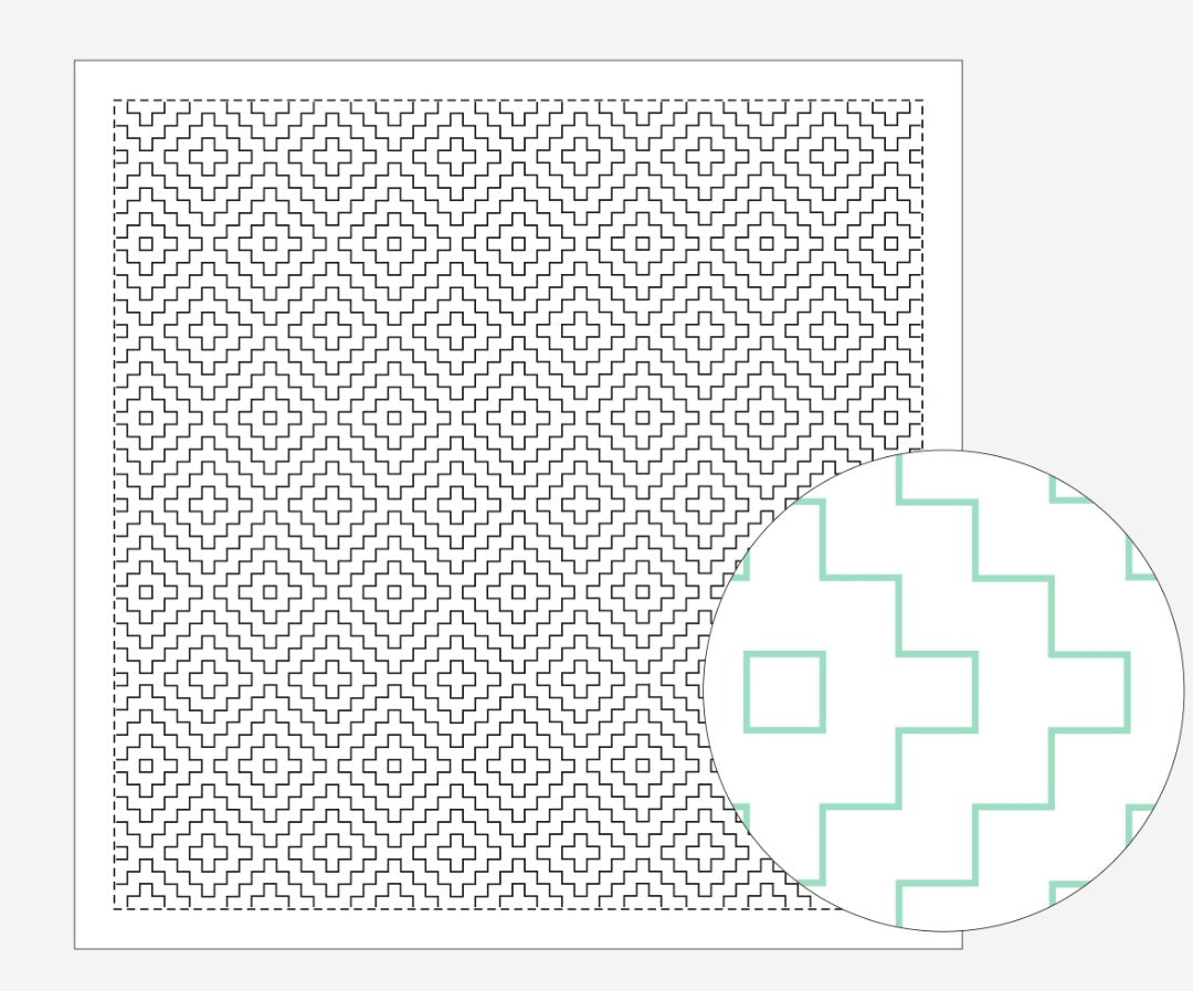 Daruma Yokota Sashiko Sampler Cloth - hitomezashi patterns - white ...