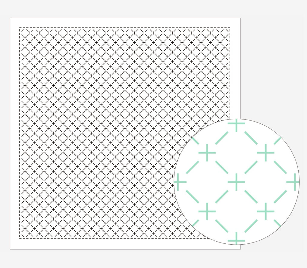 Daruma Yokota Sashiko Sampler Cloth - hitomezashi patterns - white ...