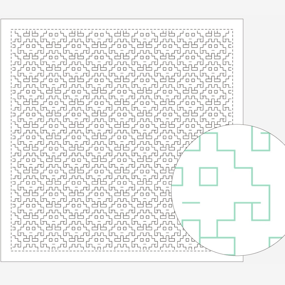 Daruma Yokota Sashiko Sampler Cloth - hitomezashi patterns - white ...