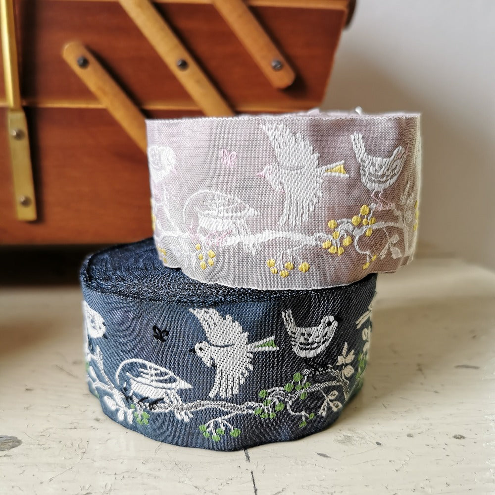 Kafka Bird on Branch Ribbon 40mm wide - per 50cm length – Beyond Measure